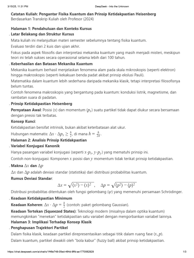 Lec 1&2 Fisika Kuantum IIT Prof V | PDF