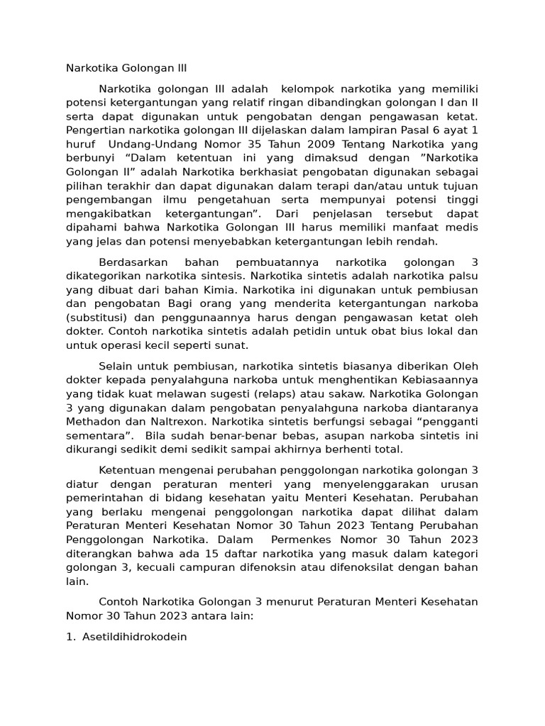 Narkotika Golongan III Pidsus | PDF