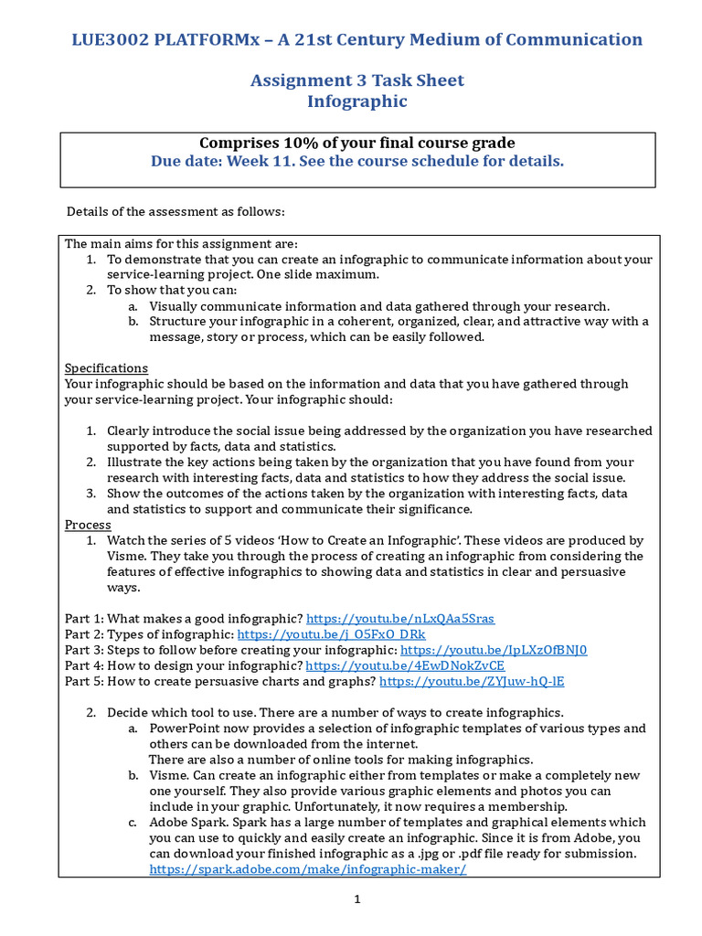 LUE3002 PLATFORMx Assignment 3 - Revised TG | PDF | Infographics | Vocabulary