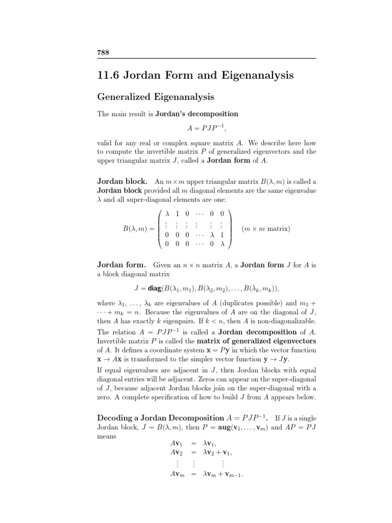 Jordan Form and Eigenanalysis | PDF | Eigenvalues And Eigenvectors ...