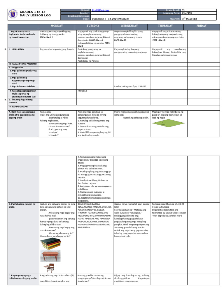DLL_FILIPINO 6_Q3_W2 (2) | PDF
