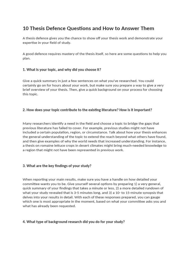 10 Thesis Defense Questions and How To Answer Them | PDF | Thesis ...