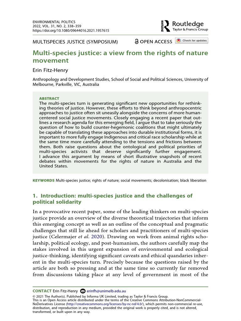 Erin Fitz-Henry - Multi-Species Justice | PDF | Indigenous Australians ...
