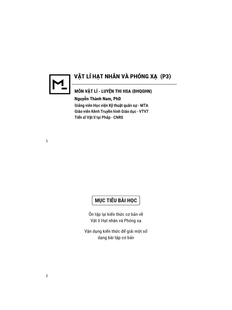 HSA - Vatli 18 - Vat Li Hat Nhan Va Phong Xa PDF | PDF