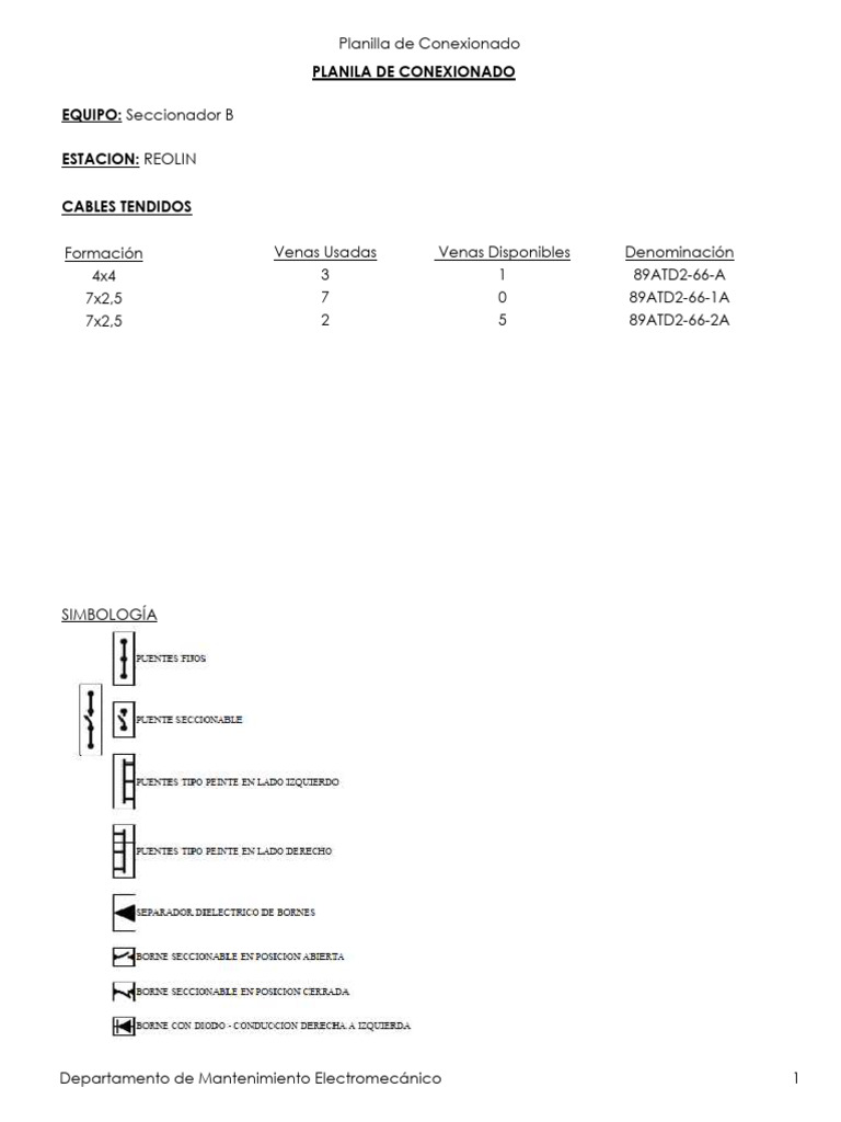 Planilla Conexionador Secc B. Lagos 66 KV - Rev 00 | PDF