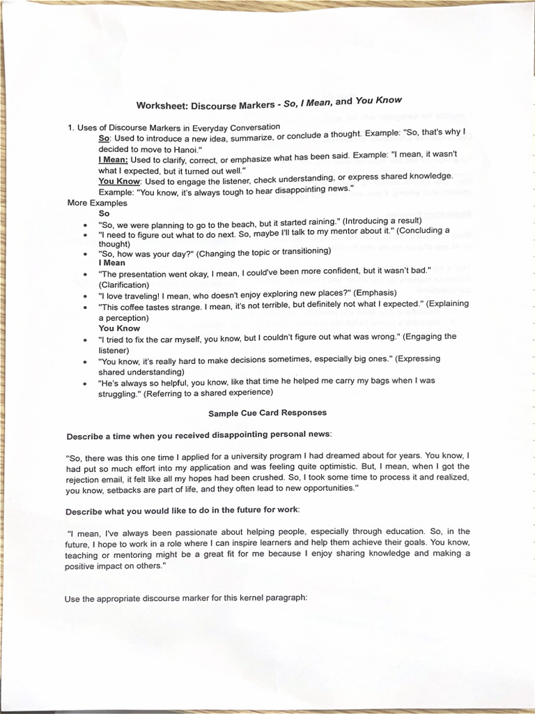 Discourse Marker | PDF