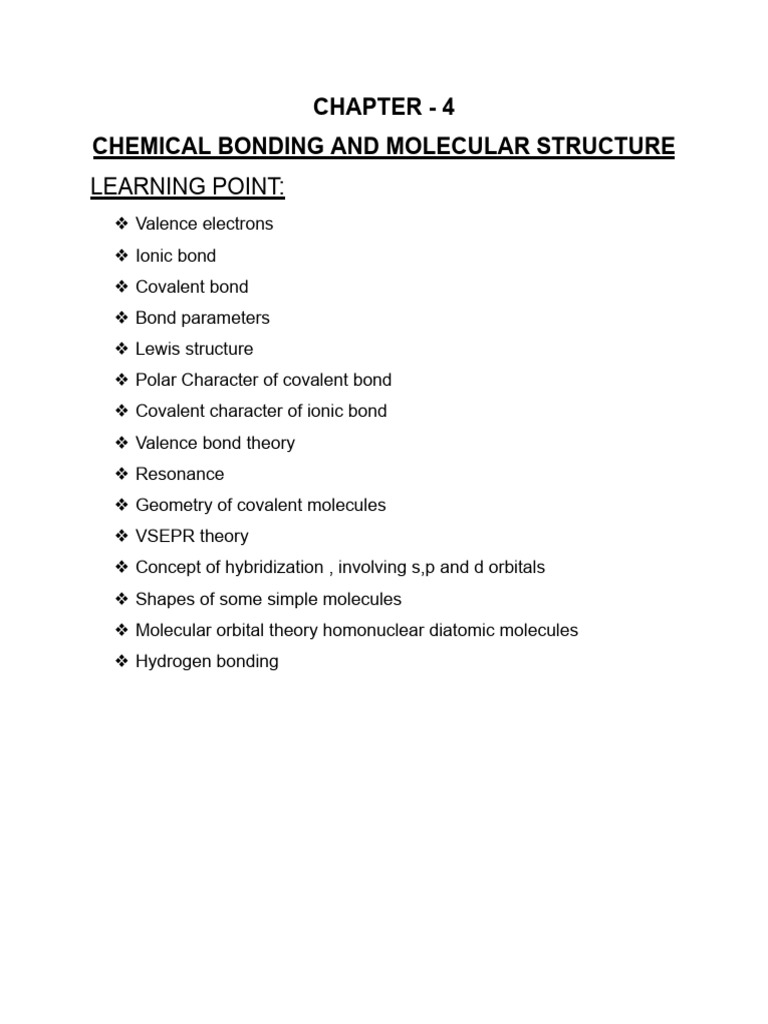 Chapter - 4 Chemical Bonding and Molecular Structure Learning Point_ (1 ...