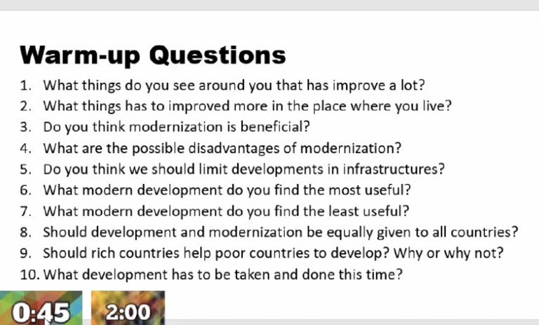 warm up Ielts speaking practice question | PDF