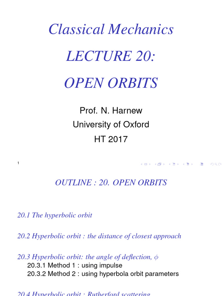 Lecture20 Mechanics Handout | PDF | Orbit | Mechanics