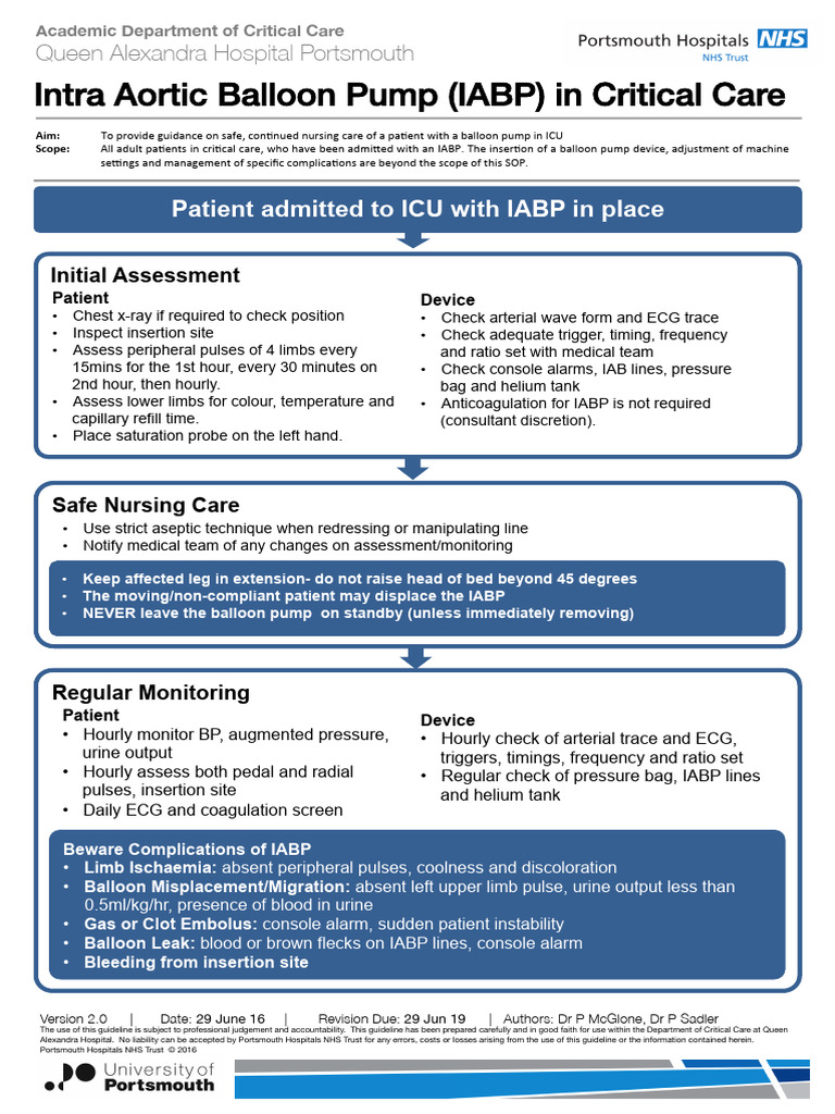IABP Nursing Care Guidelines in ICU | PDF | Angiology | Circulatory System