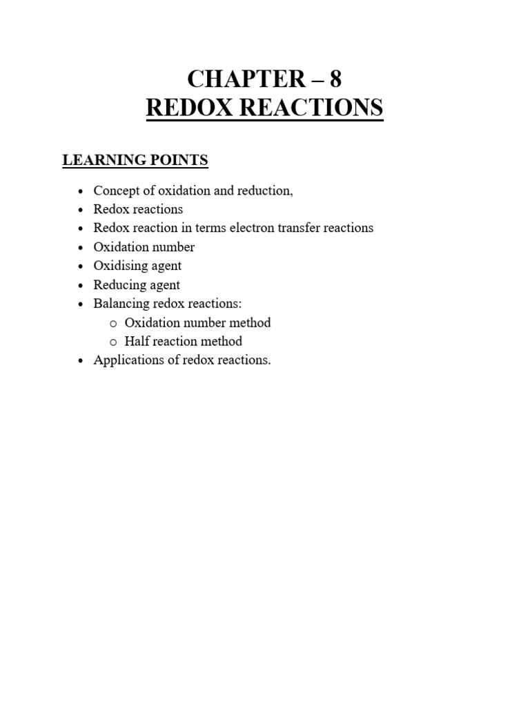 Learning Points .. - REDOX REACTION CHAPTER | PDF