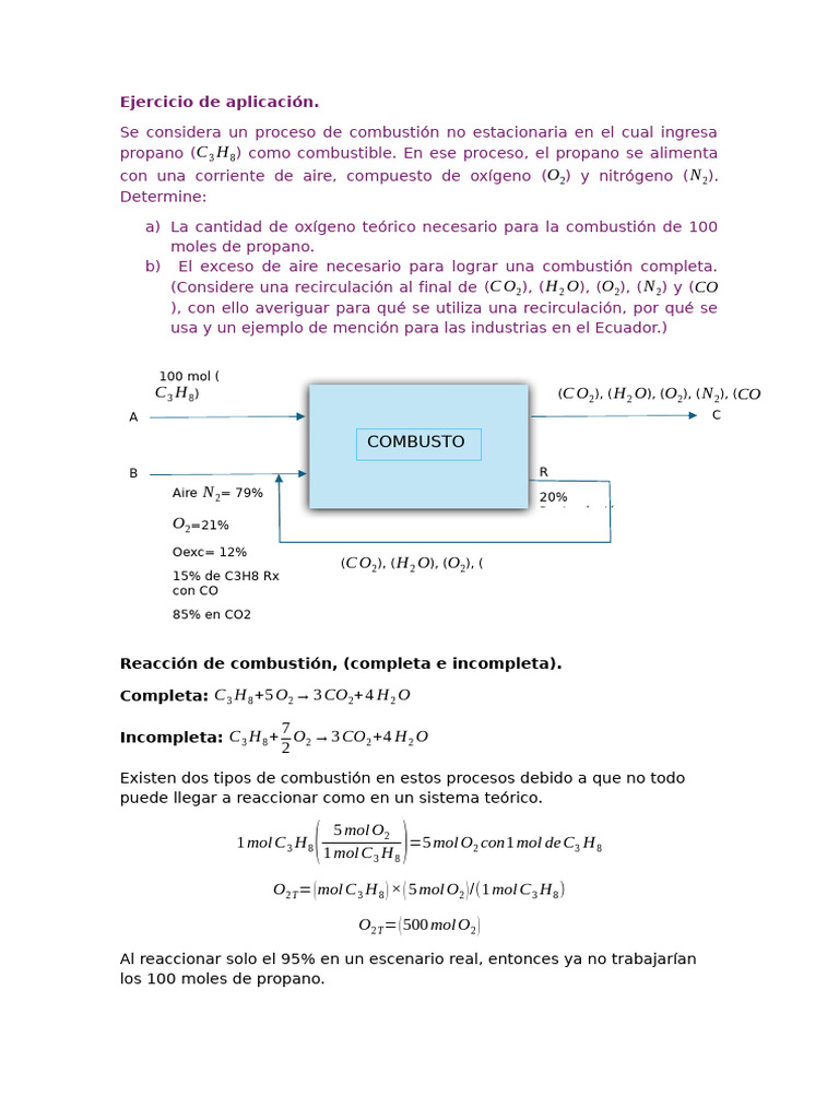 Combustión de Propano y Recirculación | PDF | Combustión | Propano