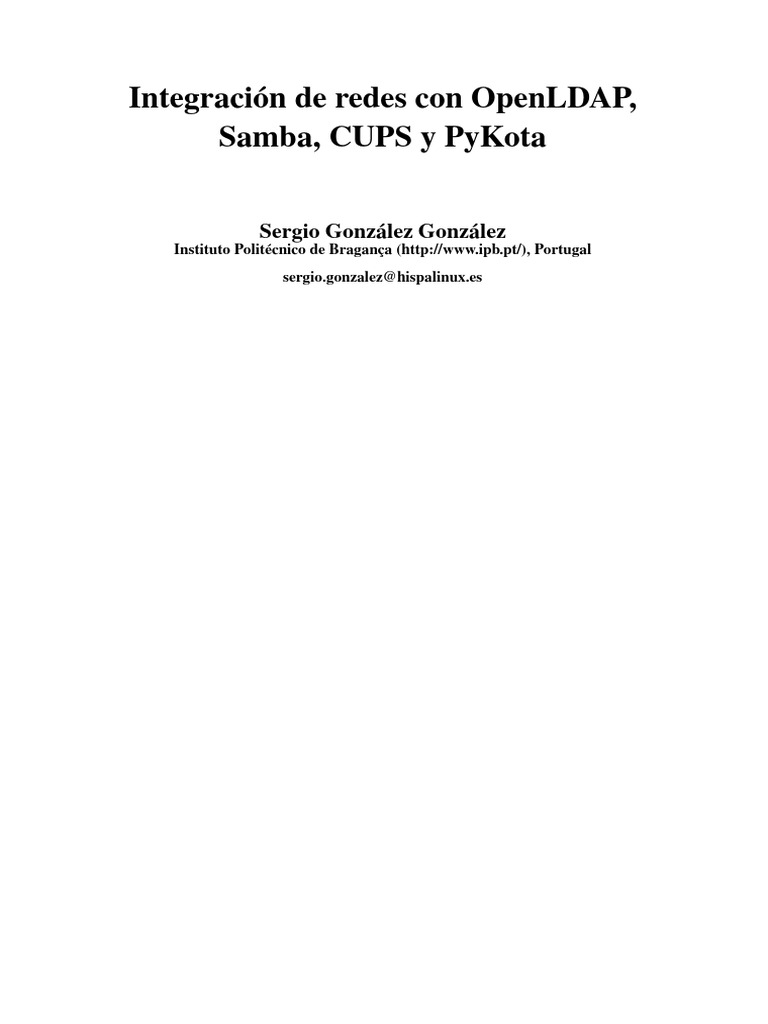 Integracion de Redes Con OpenLDAP, SAMBA, CUPS y Pykota - Ldap Samba Cups Pykota | PDF ...