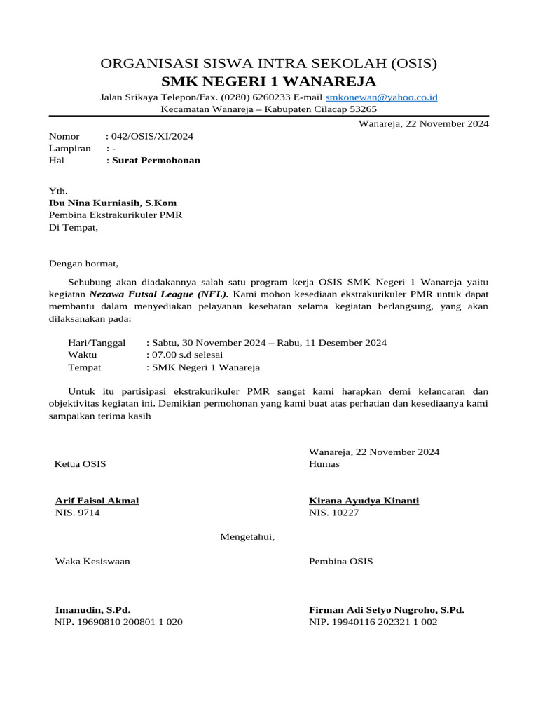 Surat Permohonan PMR 2 | PDF