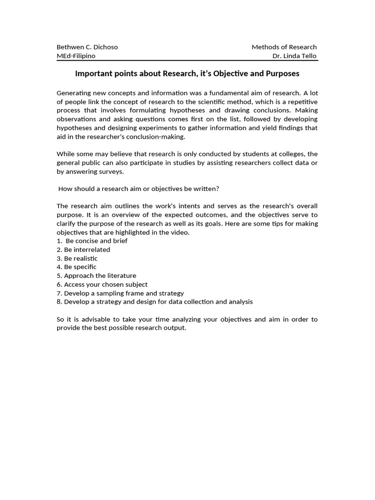 Objectives of Research | PDF