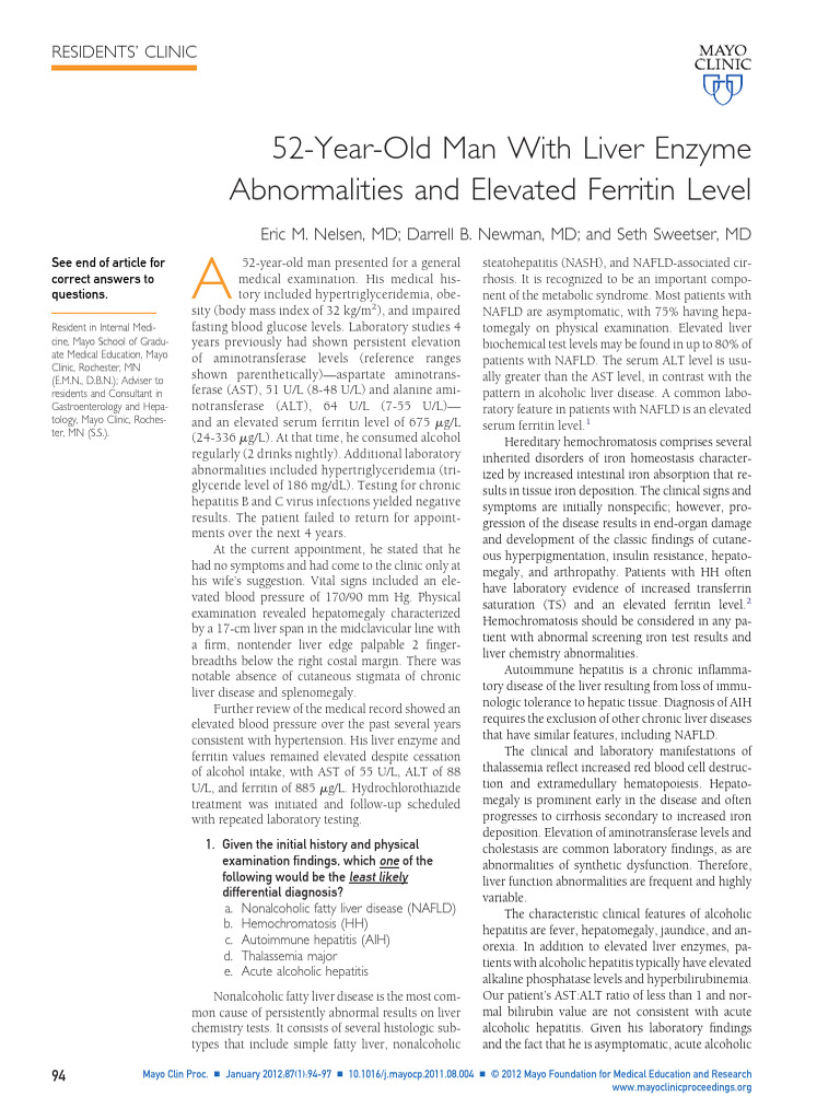 Liver Enzyme Abnormalities in 52-Year-Old | PDF | Cirrhosis | Hepatitis