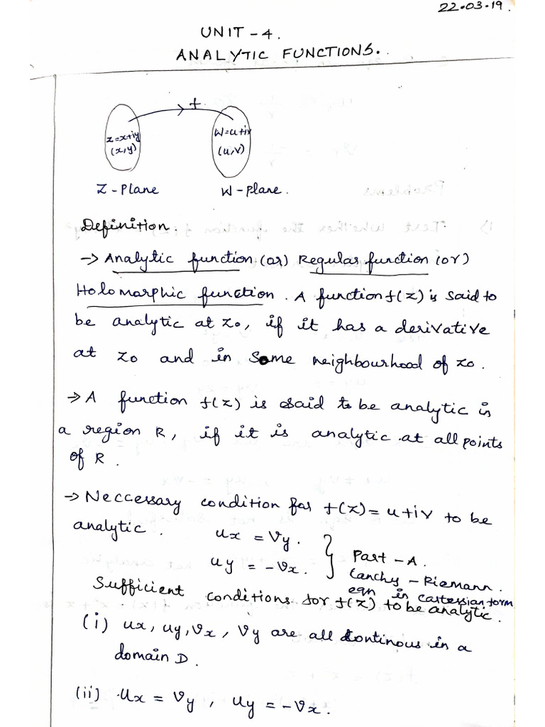 Maths - Unit 4 - Analytic Functions | PDF