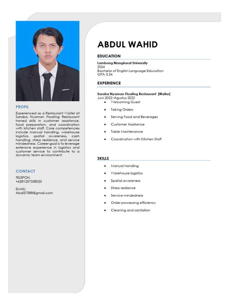 CV Abdul Wahid Indofood | PDF