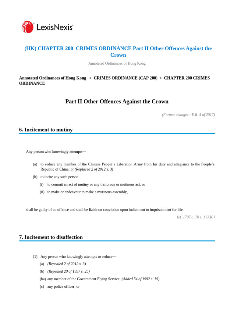 (HK) CHAPTER 200 CRIMES ORDINANCE Part II Other Offences Against The ...