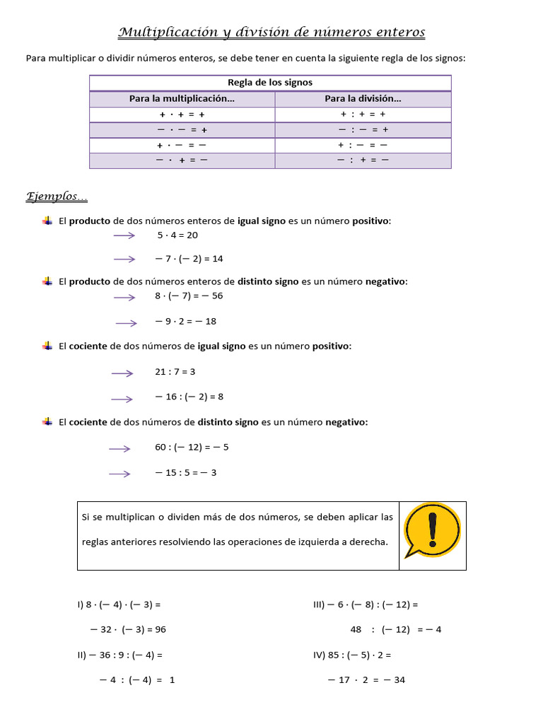Multiplicaci-N y Divisi-N de N-Meros Enteros | PDF | Multiplicación | Entero