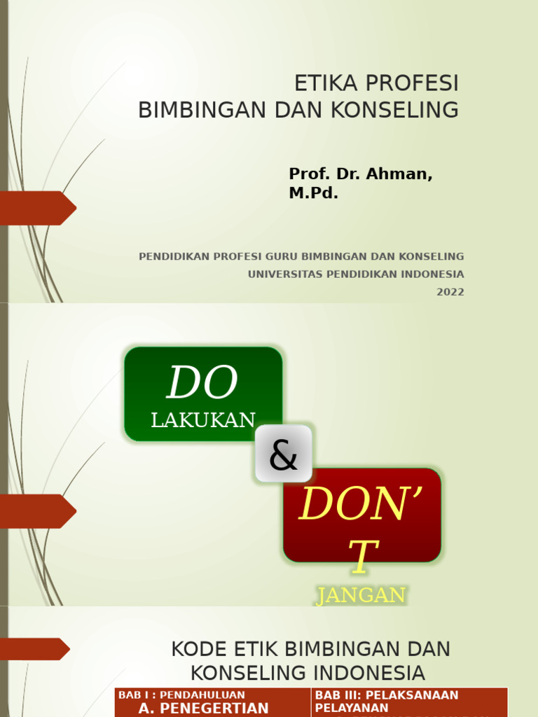 Etika Profesi Bagi Guru BK Atau Konselor | PDF