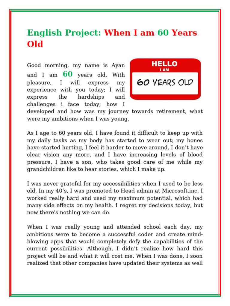 Reflections on Aging at 60 Years Old | PDF
