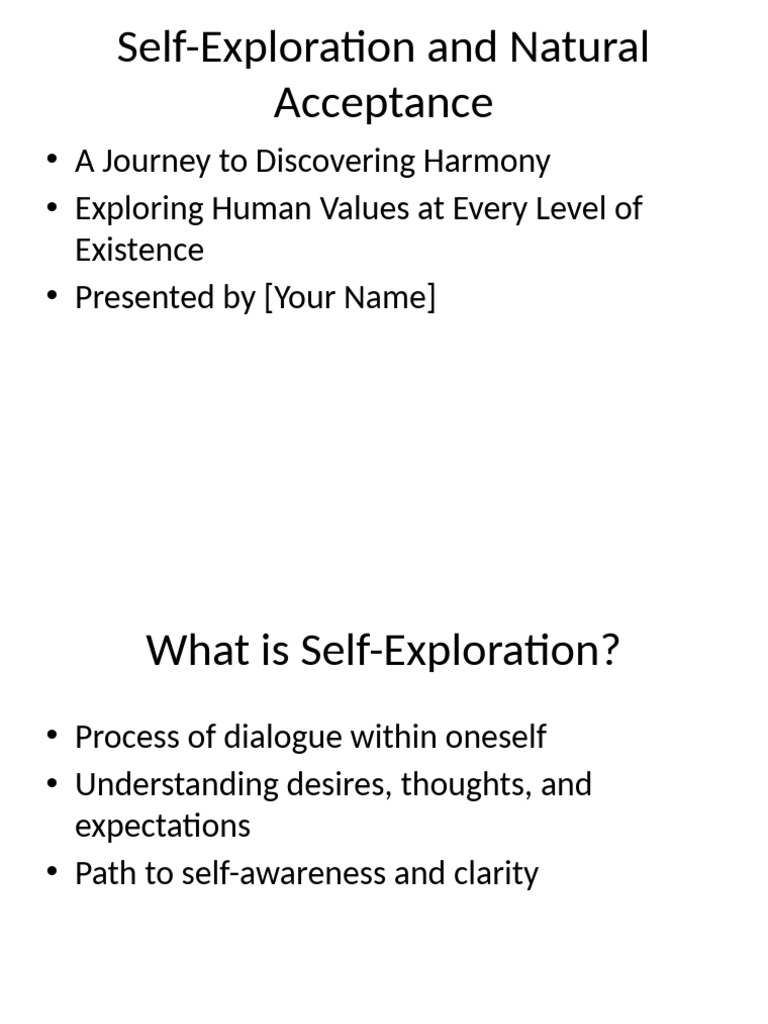 Self Exploration and Harmony Presentation (1) | PDF