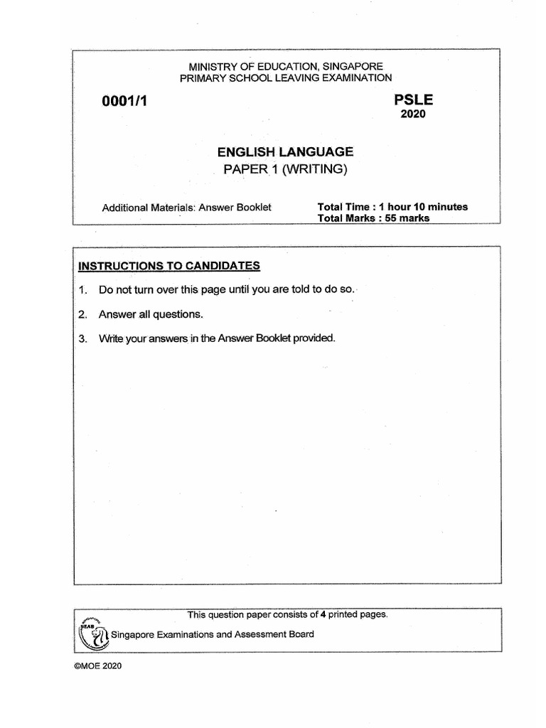 2020 PSLE English Language | PDF