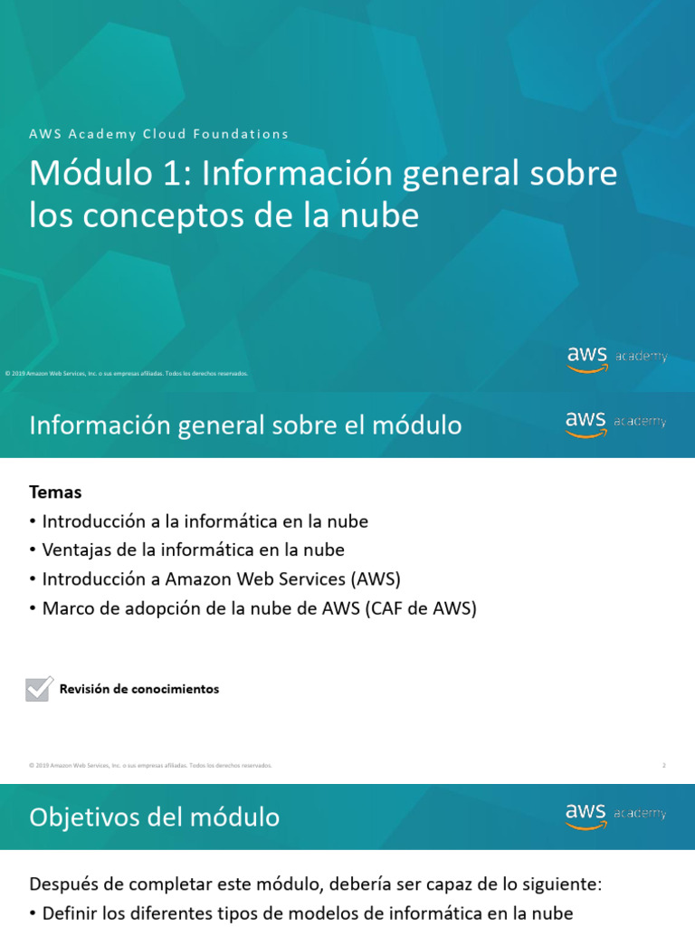 AcademyCloudFoundations Module 01 | PDF | Computación en la nube | Servicios web de Amazon