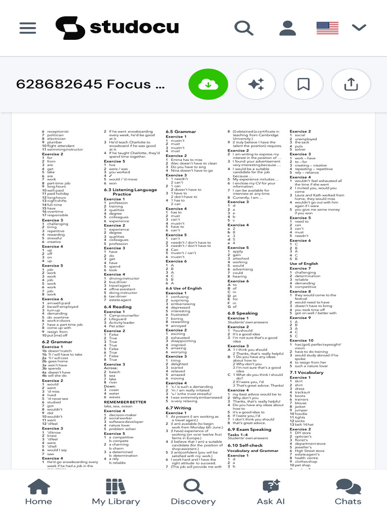Focus 2 2E Workbook Answers PDF - Share This Document You Might Also Like - Studocu 5 | PDF
