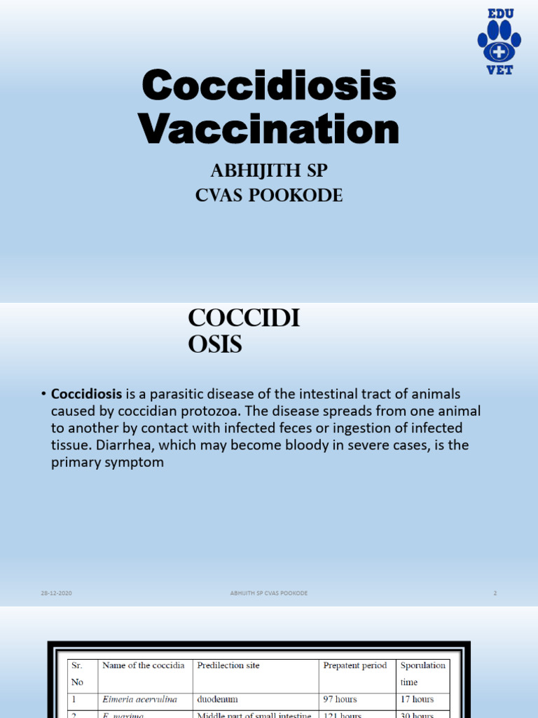 Coccidiosis Vaccination | PDF | Vaccines | Medicine