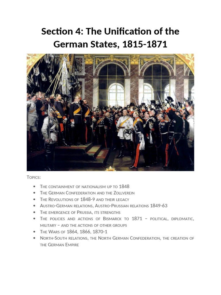Section 4 the Unification of the German States 1815 1871 | PDF | Holy ...