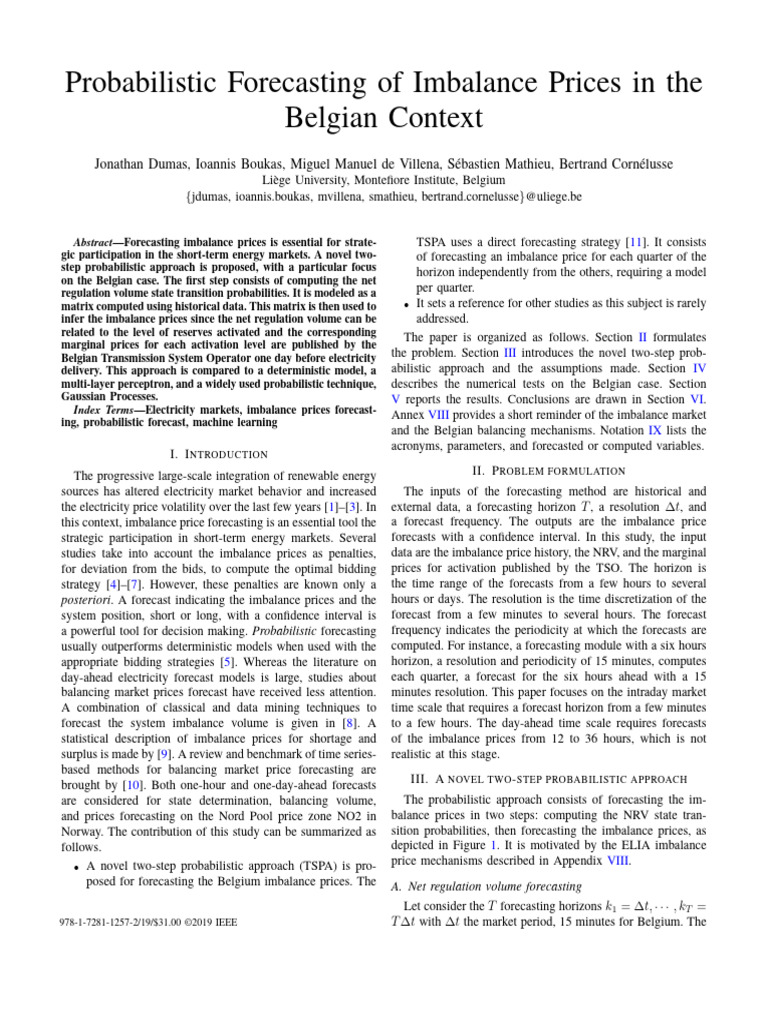 Probabilistic Forecasting of Imbalance Prices in T | PDF | Forecasting | Applied Mathematics