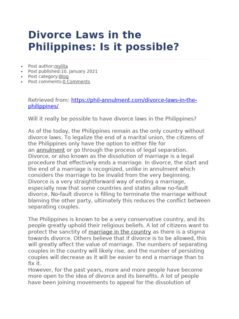 Article - Will It Really Be Possible To Have Divorce Laws in The ...