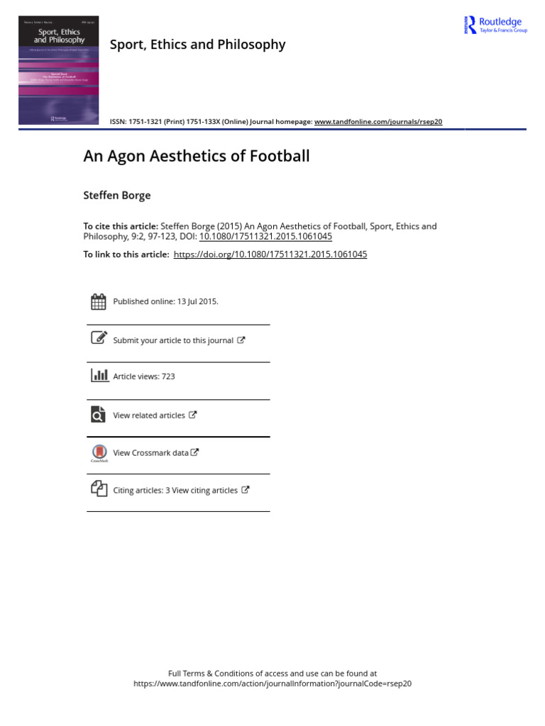An Agon Aesthetics of Football | PDF | Aesthetics | Immanuel Kant