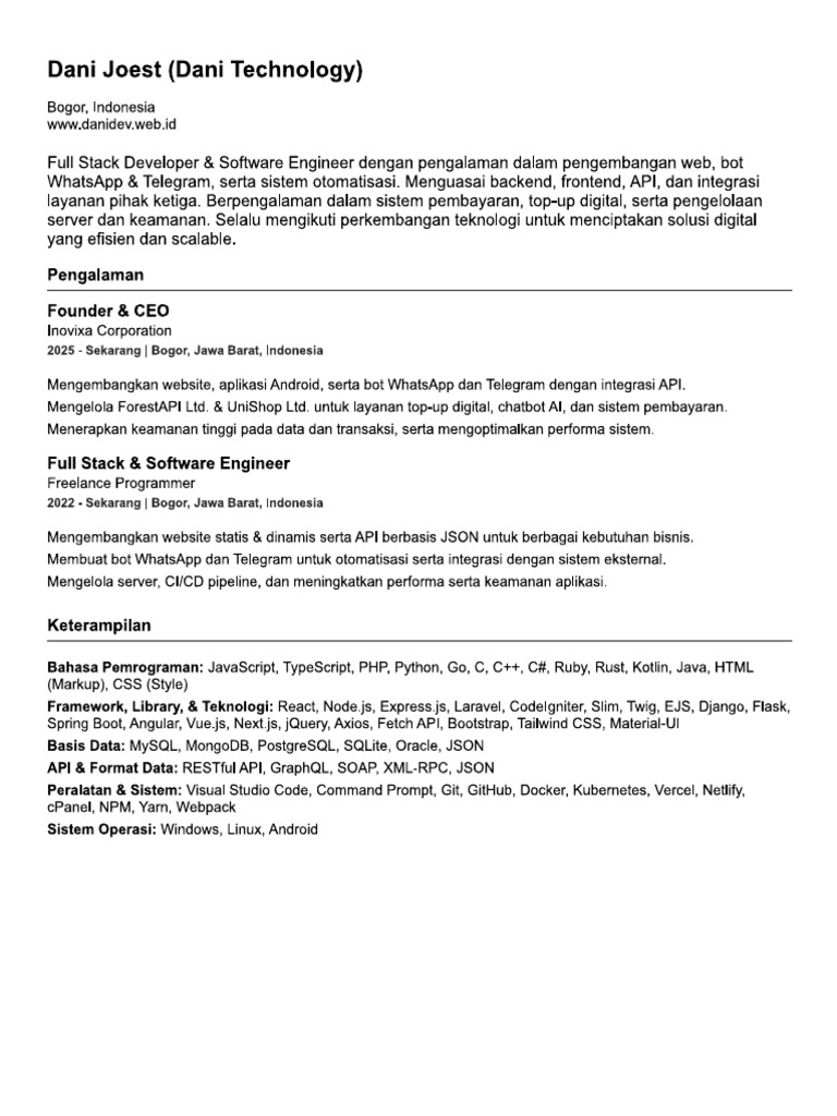 CV Dani Joest (Lang-ID) | PDF