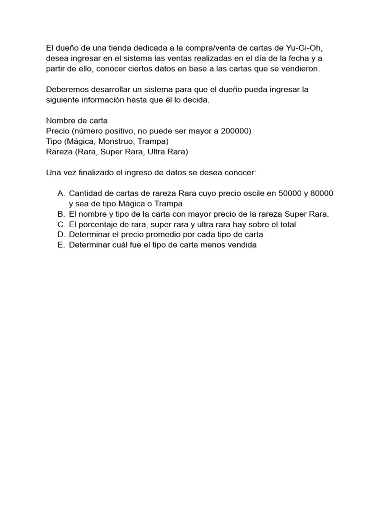 Ejercicio Integrador | PDF