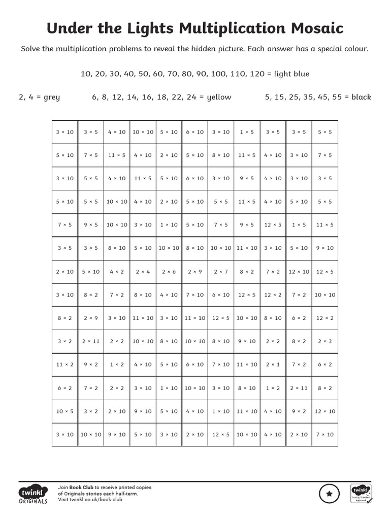 P1 2 Under The Lights Differentiated Multiplication Maths Mosaics ...