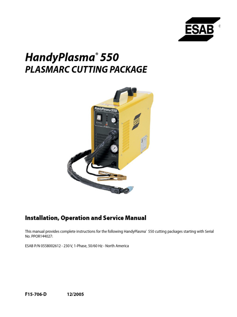 Esab Handyplasma-550 SM | PDF | Welding | Construction