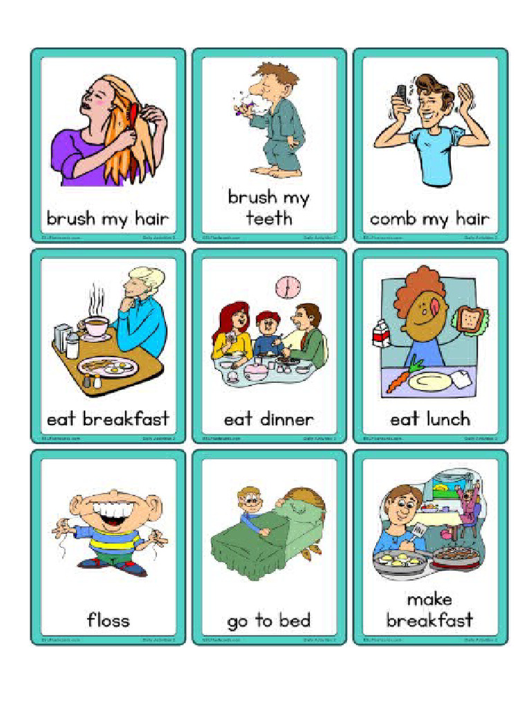 Daily Routine Flashcards | PDF