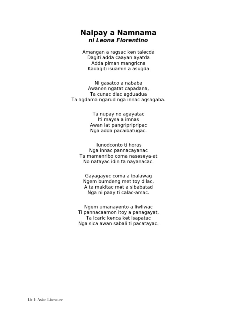Nalpay A Namnama Ni Leona Florentino | PDF