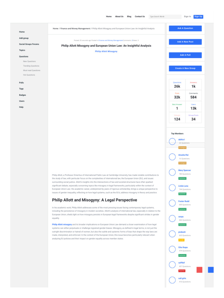 Philip Allott Misogyny and European Union Law: An Insightful Analysis ...