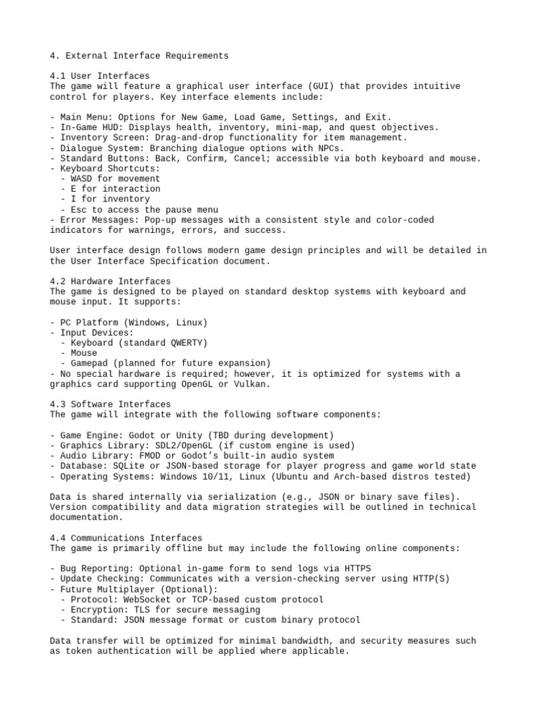 External Interface Requirements | PDF