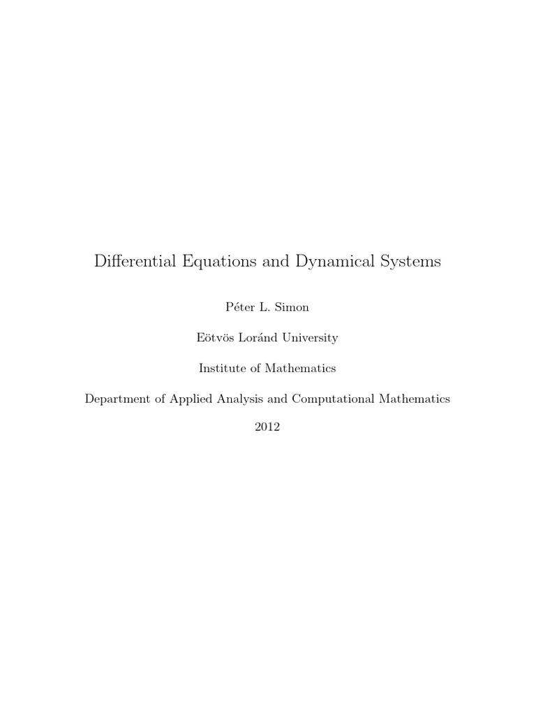 动力系统导读Diifferential Equations and Dynamical Systems | PDF | Matrix (Mathematics) | Stability Theory