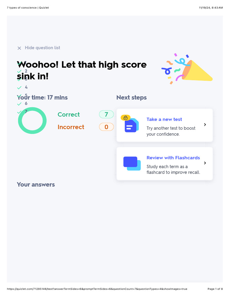 7 Types of Conscience - Quizlet | PDF | Conscience