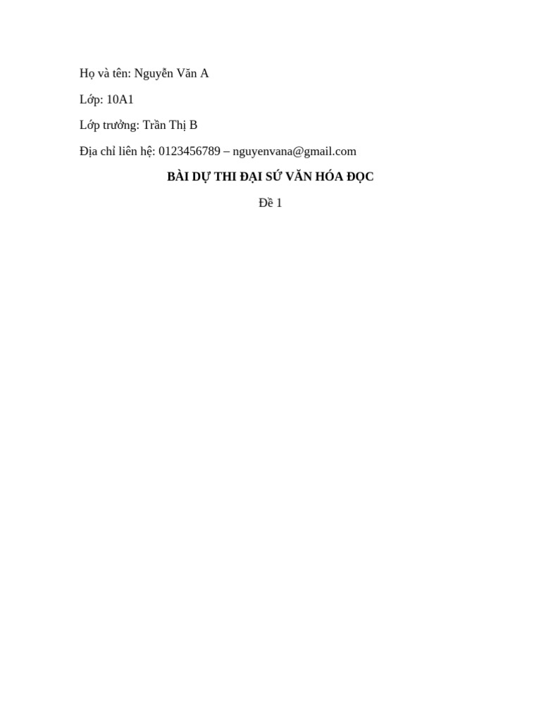 Bai Du Thi Dai Su Van Hoa Doc Day Du | PDF