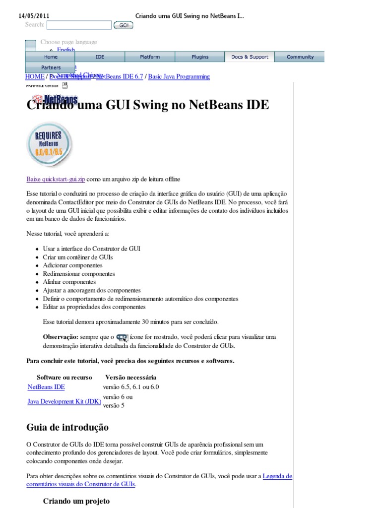 Criando Uma Gui Swing No Netbeans Ide Tutorial Pdf Janela Informática Teclado De