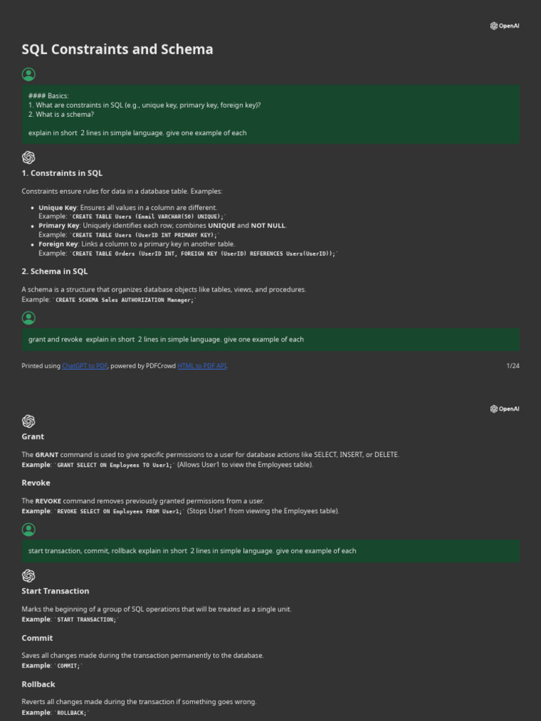 SQL Constraints and Schema | PDF | Database Index | Sql