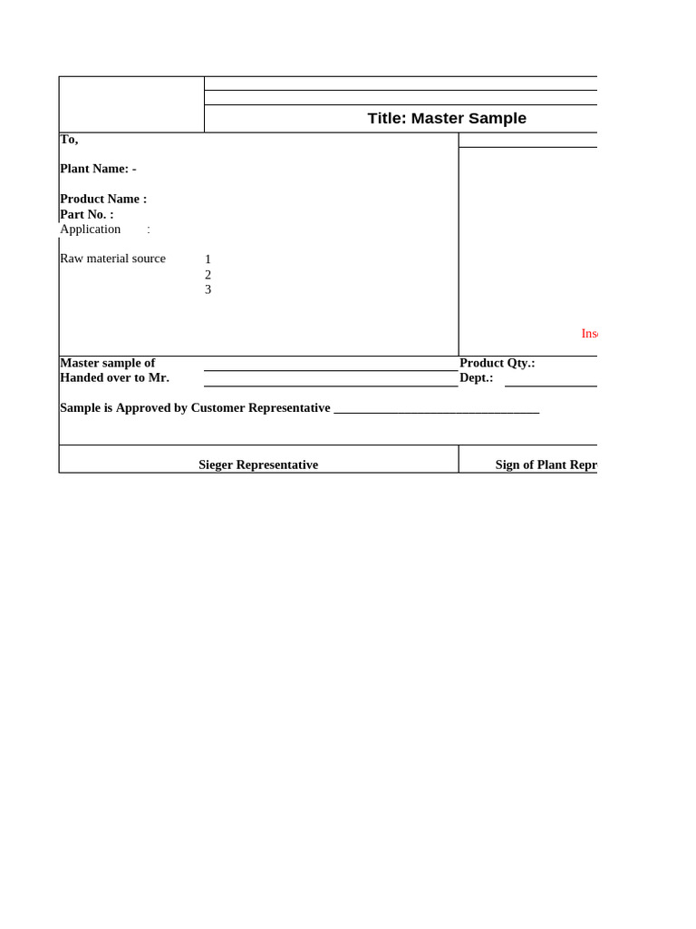 Master Sample Approval Document | PDF