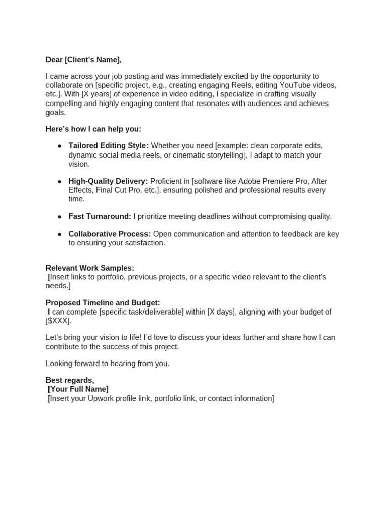 Upwork Proposal Template for Beginners | PDF